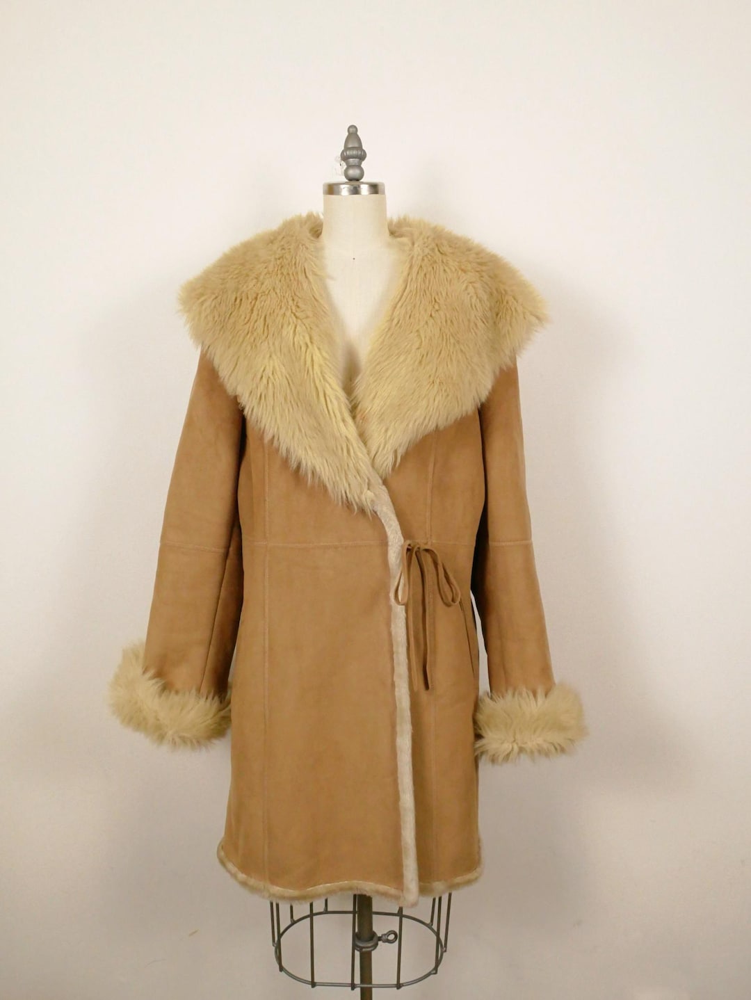 Vintage Women's Faux Suede Shearling Coat - Etsy