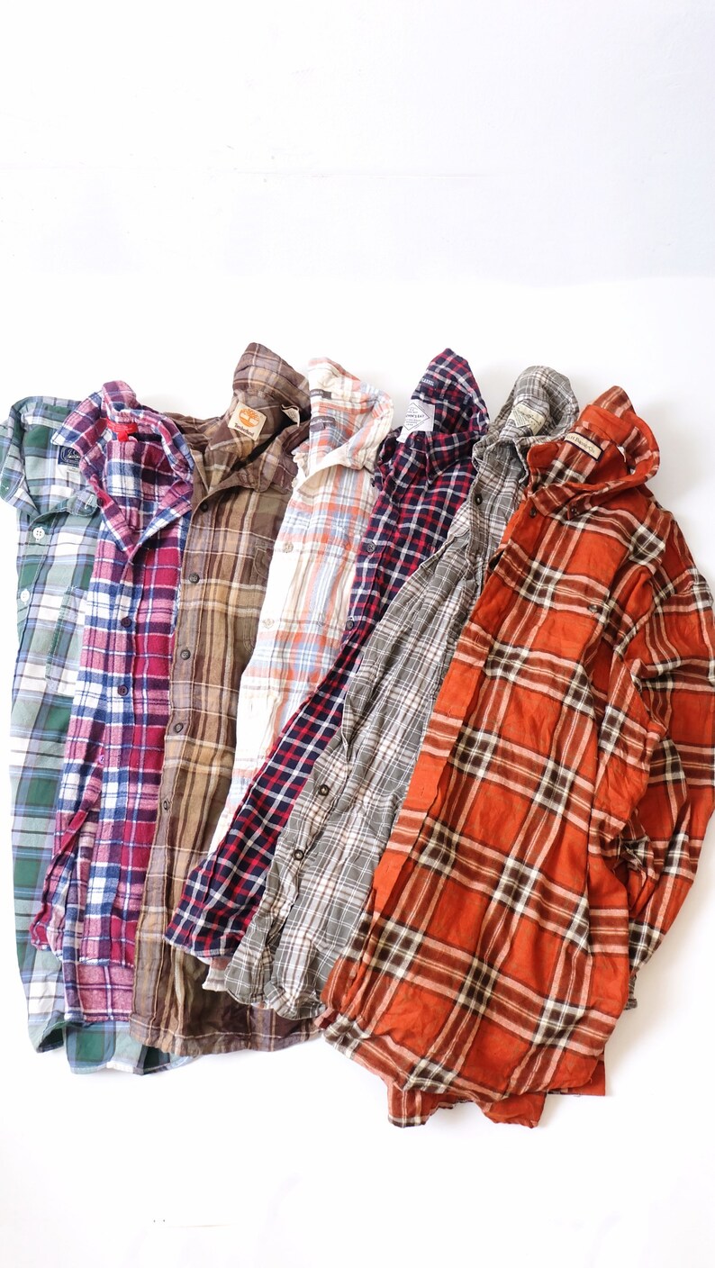 Set of 5/wholesale Vintage/upcycled Men's Flannel - Etsy