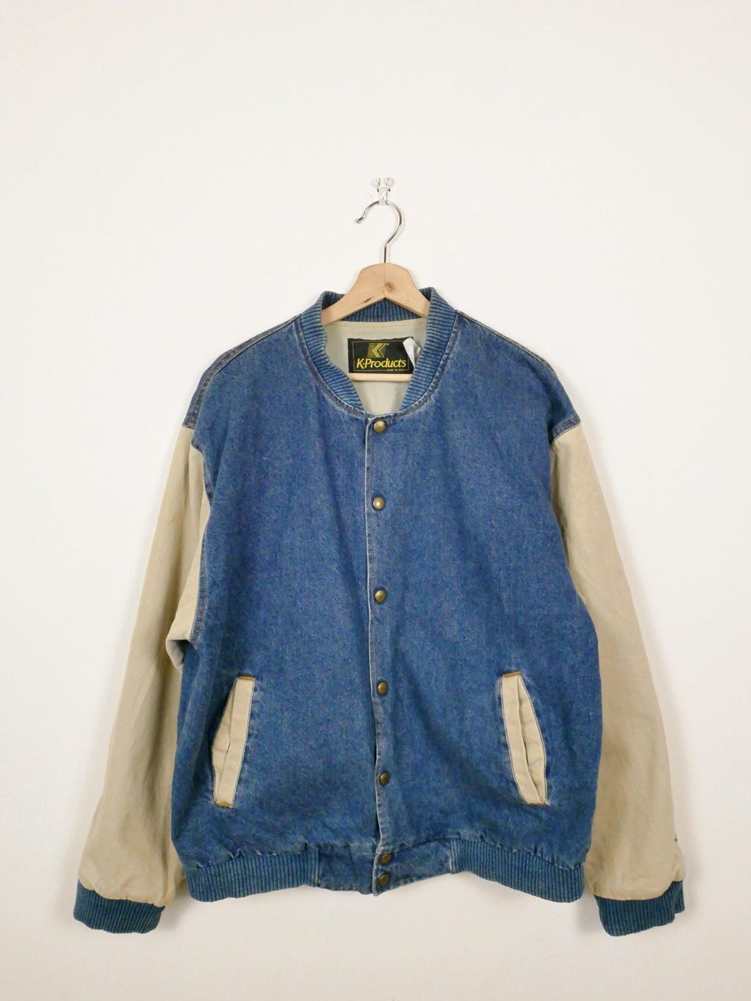 Vintage Men's Denim Varsity Jacket/k-products/made in USA - Etsy