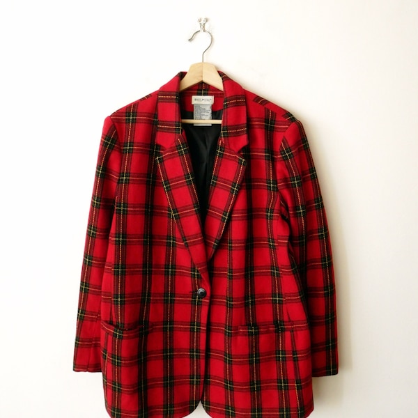 Red Tartan Blazer - Etsy