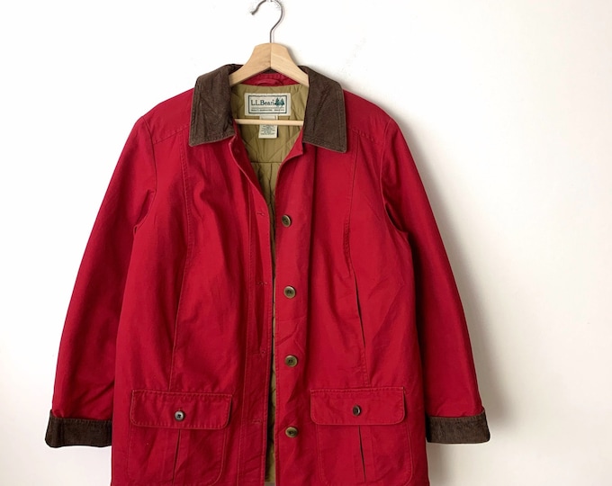 L.l.bean Red Insulated Barn Coat/cotton Barn Coat/jacket/women's S - Etsy