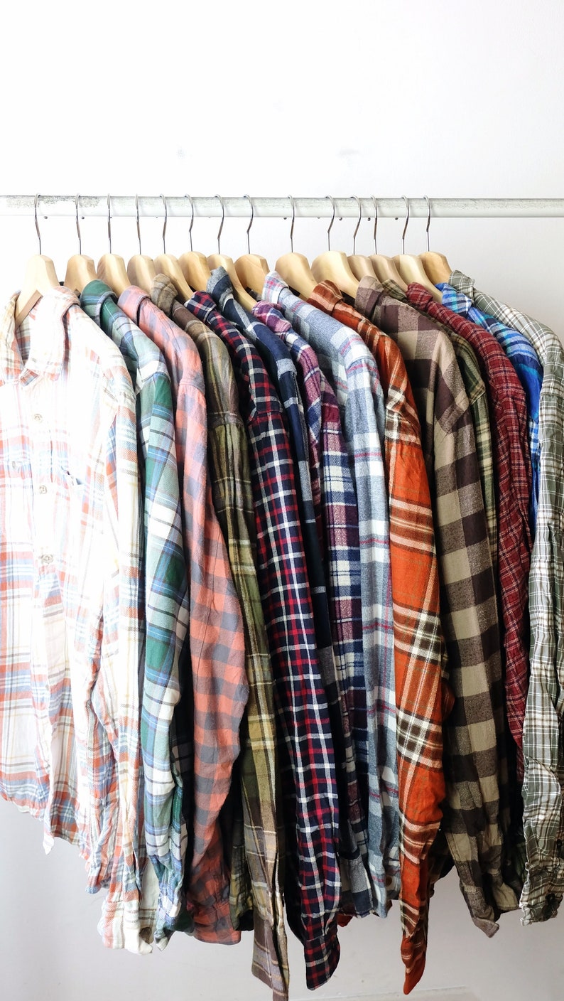 Set of 5/wholesale Vintage/upcycled Men's Flannel - Etsy