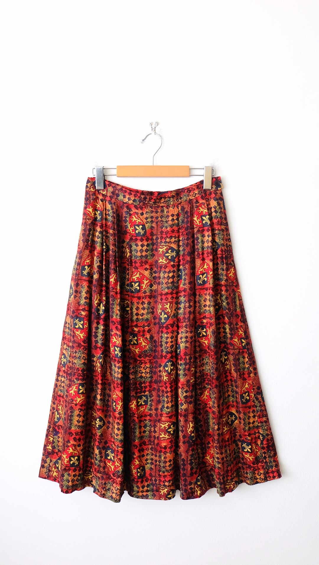 Vintage Pendleton Family Crest Pattern Midi Skirt/red/w26 - Etsy