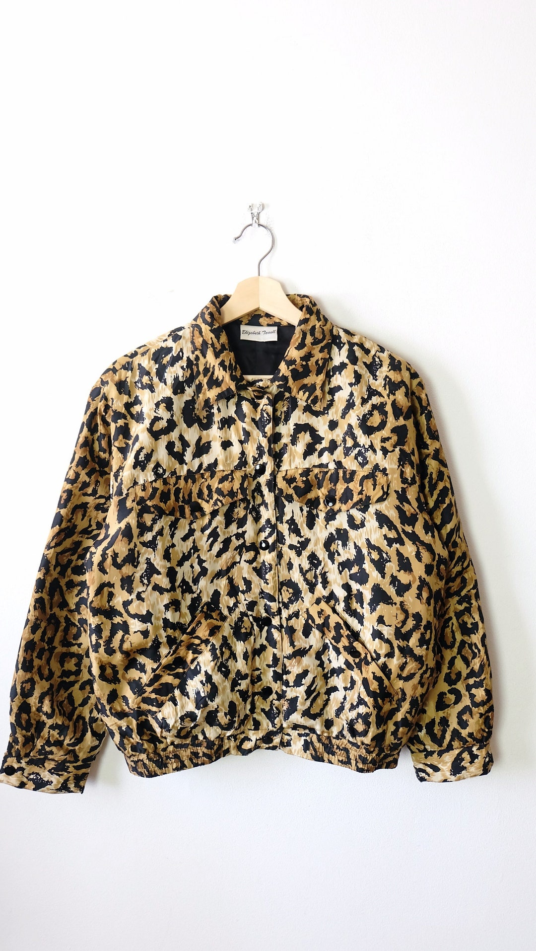 Vintage Leopard Pure Silk Snap Button Light Puffer Jacket/women's Silk ...