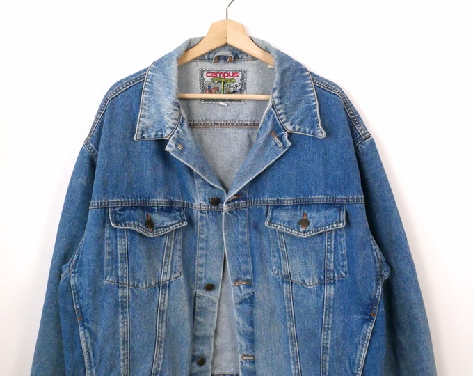 Vintage Campus 90's Men's Jean Jacket/denim Trucker Jacket - Etsy