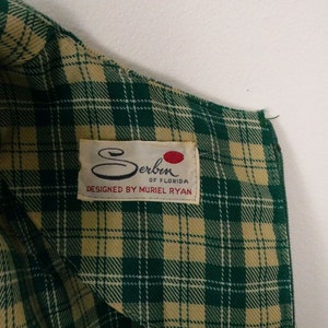 Vintage 1960s Serbin of Florida by Muriel Ryan Green/ivory Plaid Midi ...