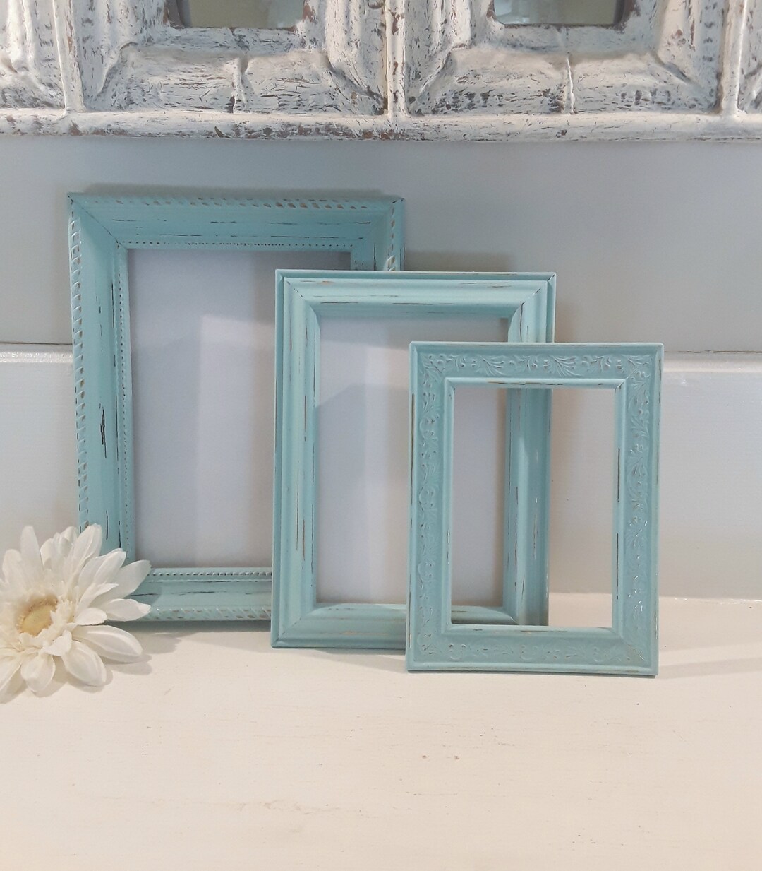 Shabby Chic Frames, Frame Collection, Frame Set, Aqua Blue Frames ...