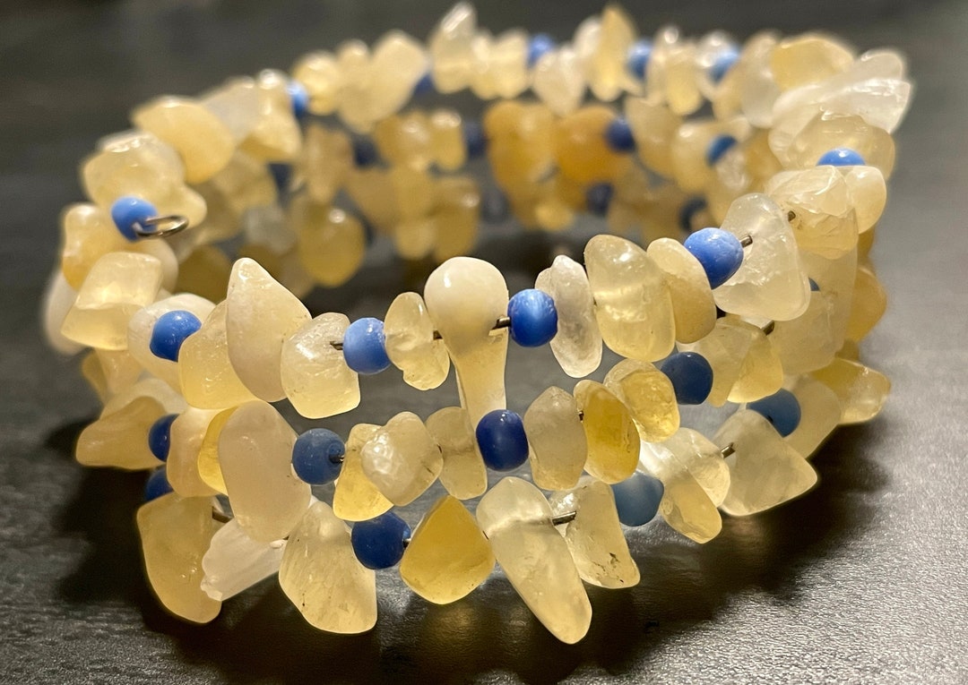 Gele edelsteen armband Memory Wire armband kralen - Etsy Nederland