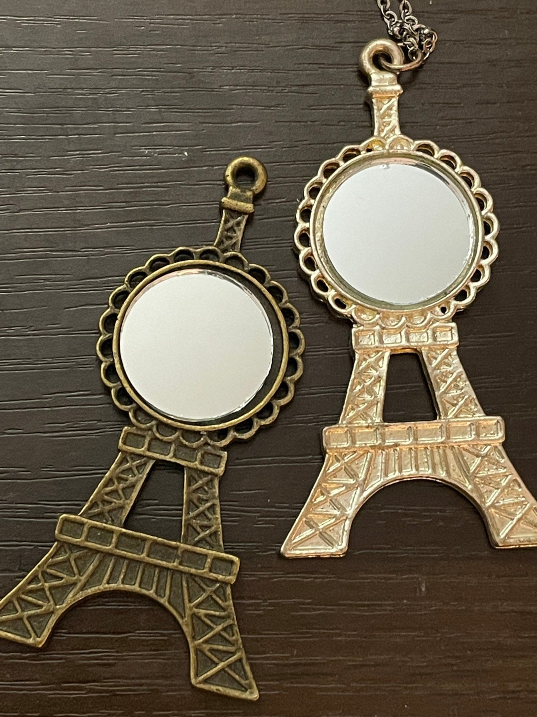 Vintage Eiffel Tower Mirror Pendant Necklace in Silver or Bronze ...