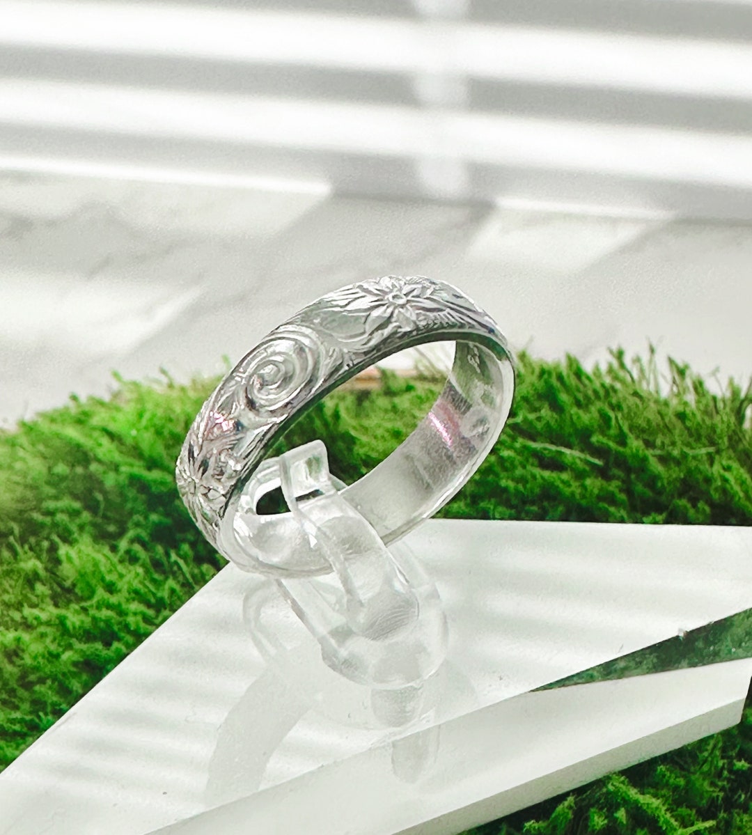 Sterling Silver Texture Band Stackable Minimal Ring Gifts - Etsy