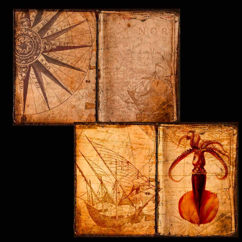 Vintage Pirate Junk Journal Printable Pages Nautical Paper Digital ...