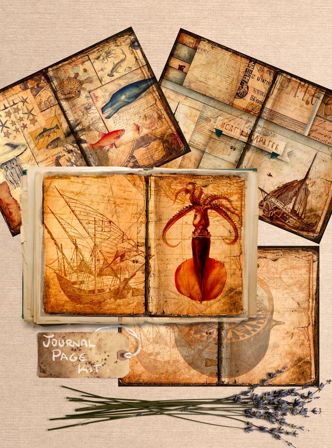Vintage Pirate Junk Journal Printable Pages Nautical Paper Digital ...