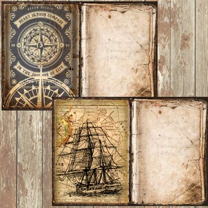 Printable Vintage Nautical Junk Journal Pages| Maritime Paper as ...