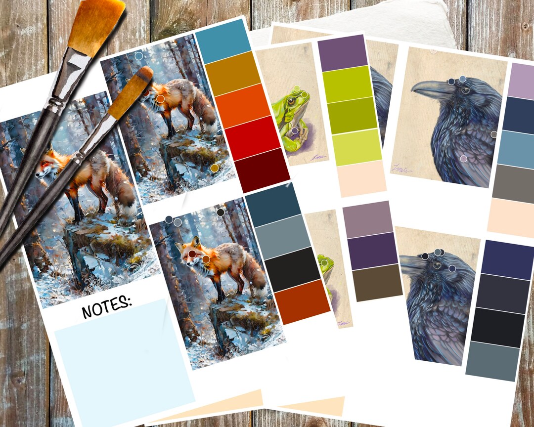 DIY Paint Animals 5 Pack Reference Image Color Swatch Art Watercolor ...