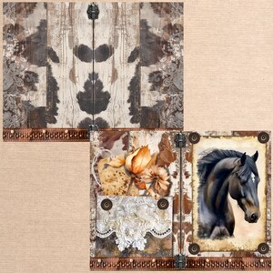 Western Horse Junk Journal Page Printable Country Chic Scrapbook Paper ...