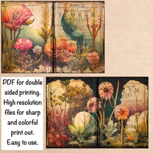 Spring Flower Printable Junk Journal Page Digital Download Botanical ...