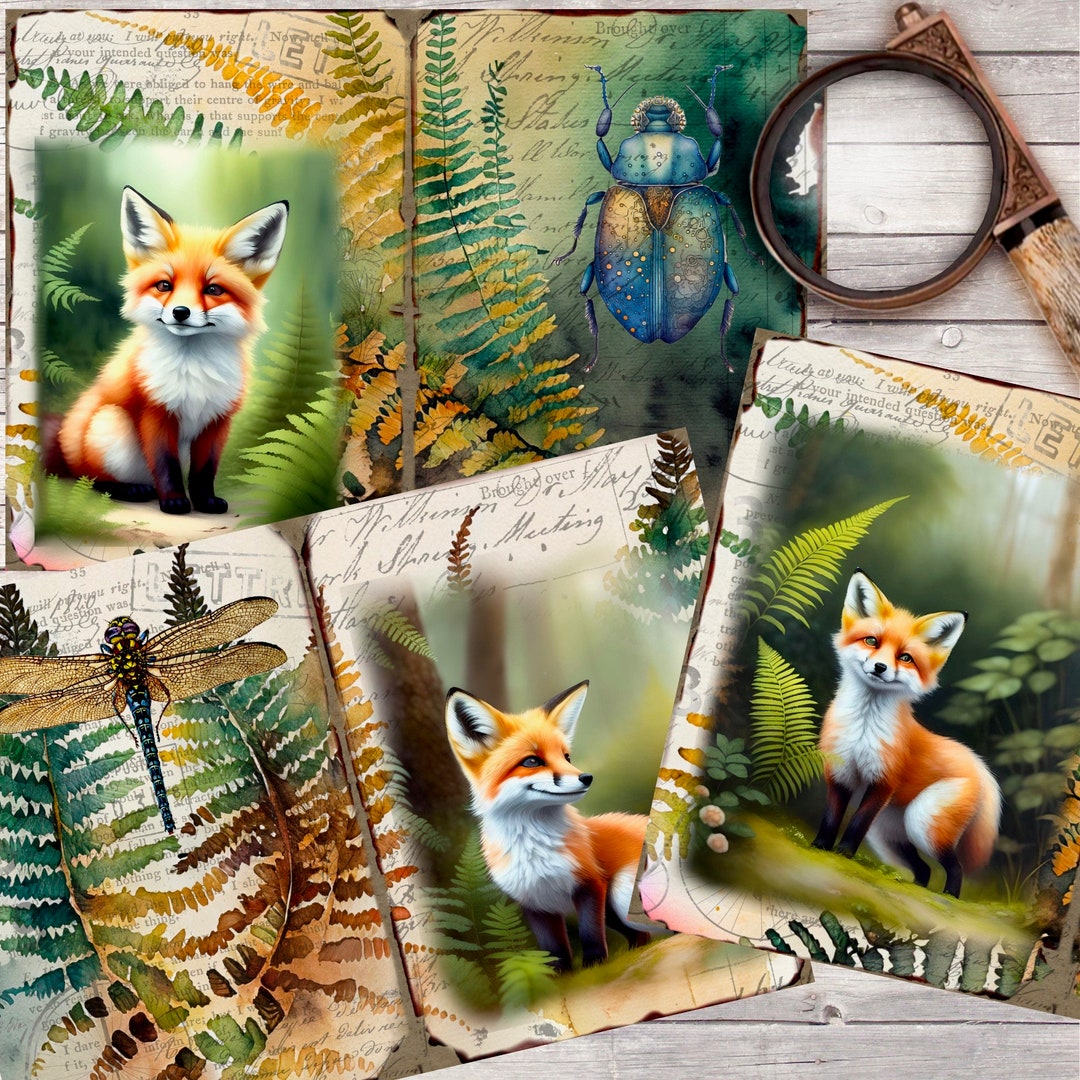 Printable Fox Junk Journal Nature Page Digital Scrapbook Paper for ...