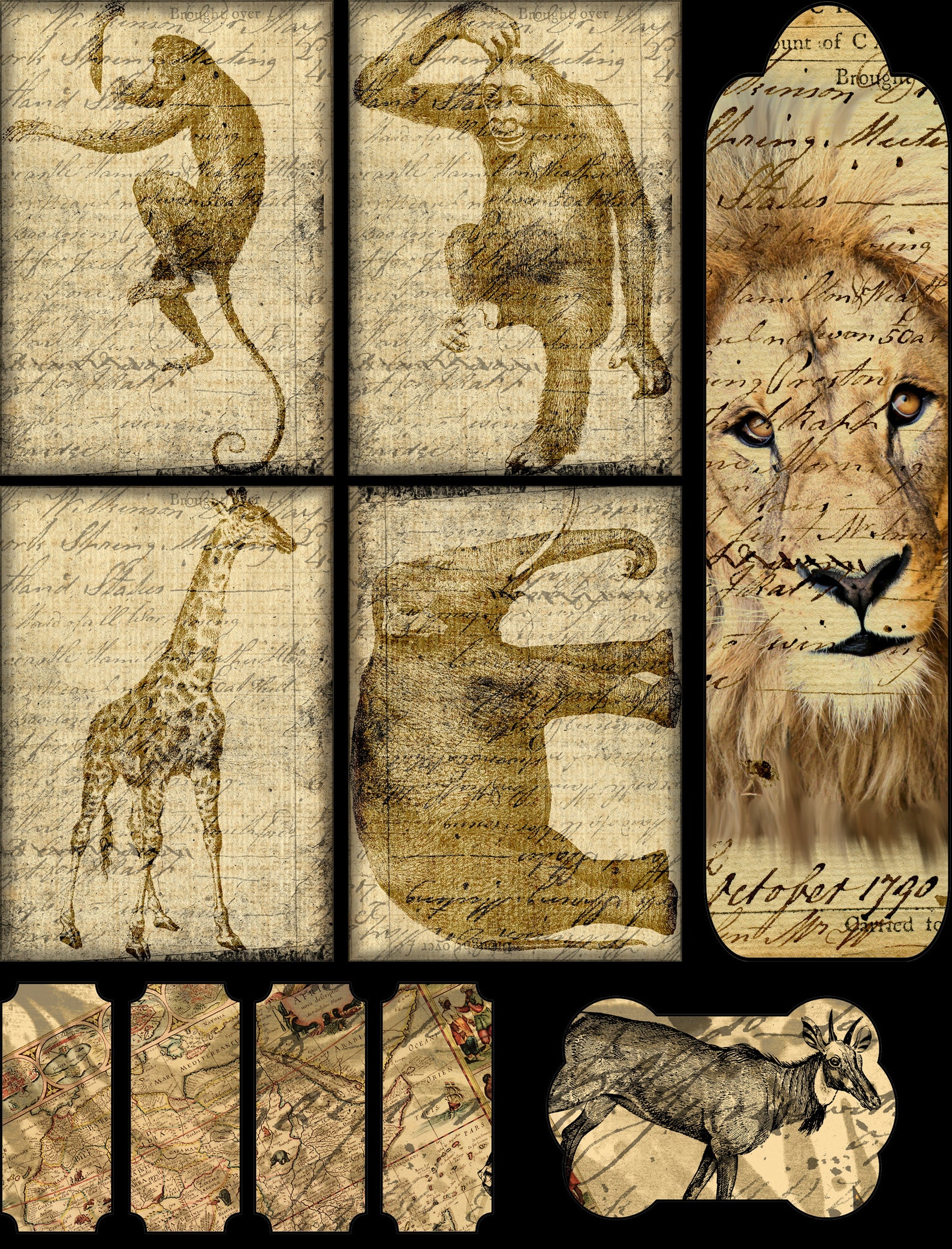 Digital Vintage Safari Animal Ephemera Pack for Junk Journal - Etsy