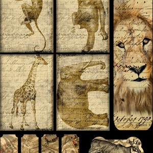 Digital Vintage Safari Animal Ephemera Pack for Junk Journal or ...