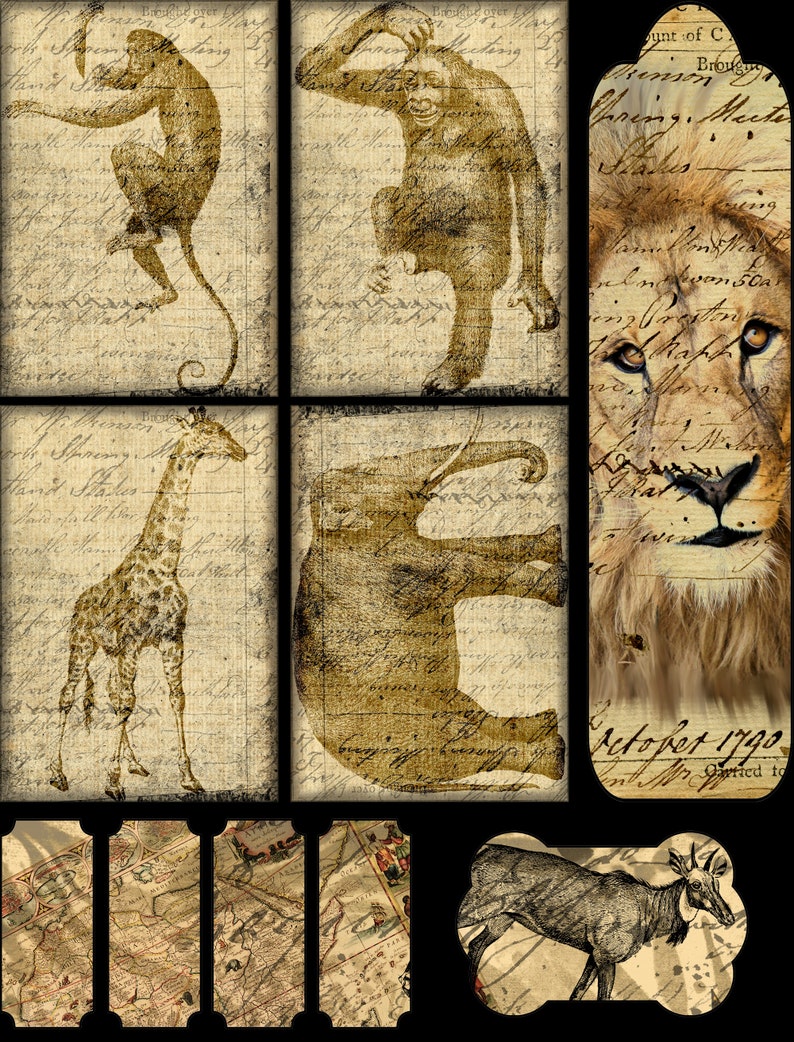 Digital Vintage Safari Animal Ephemera Pack for Junk Journal - Etsy