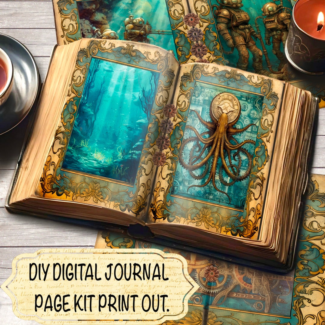 Digital Steampunk Nautical Junk Journal Industrial Era Page Printable ...