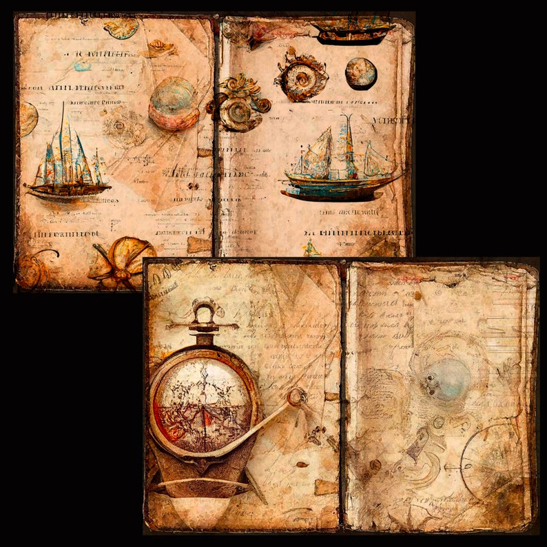 Vintage Pirate Junk Journal Printable Pages Nautical Paper as - Etsy