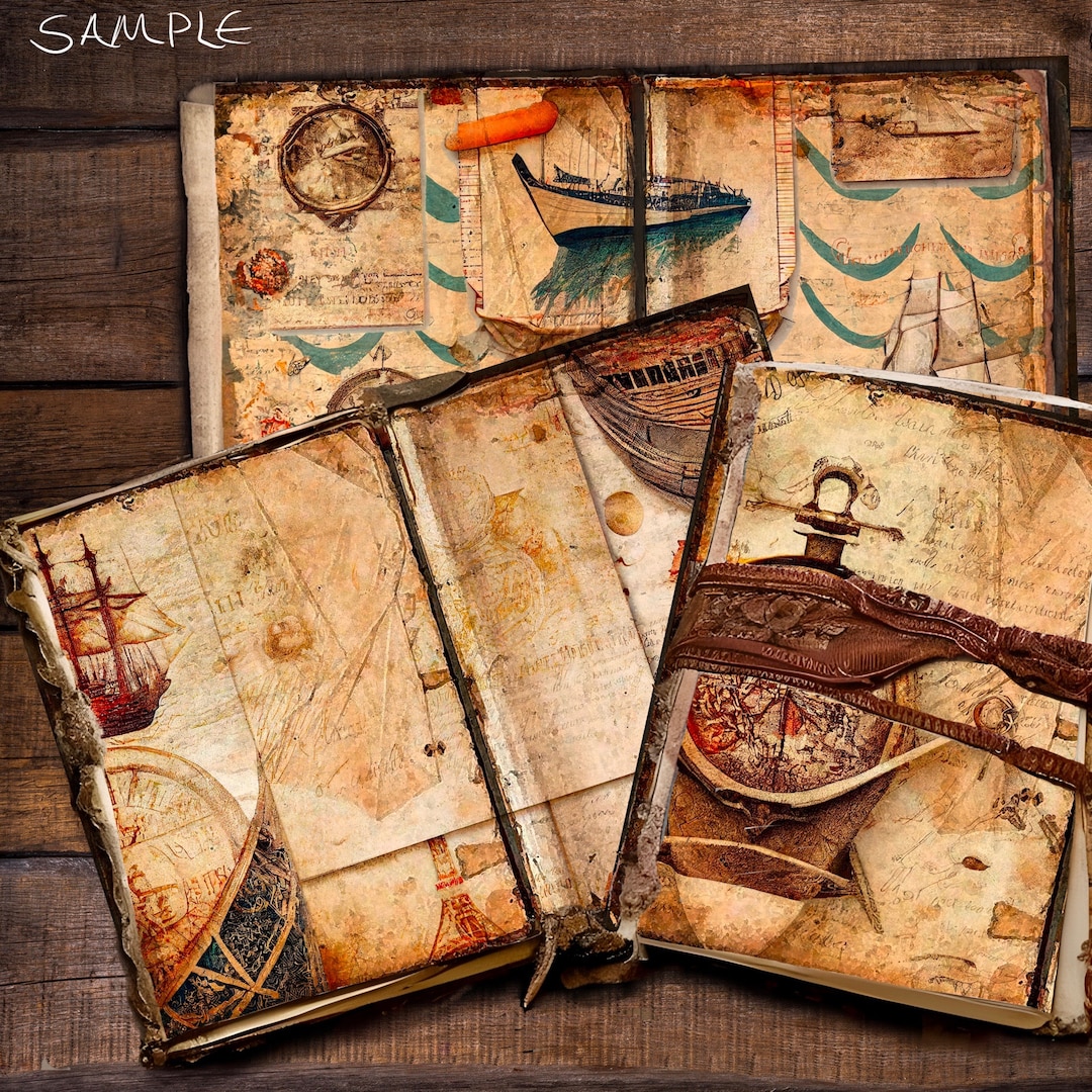 Vintage Pirate Junk Journal Printable Pages Nautical Paper as - Etsy