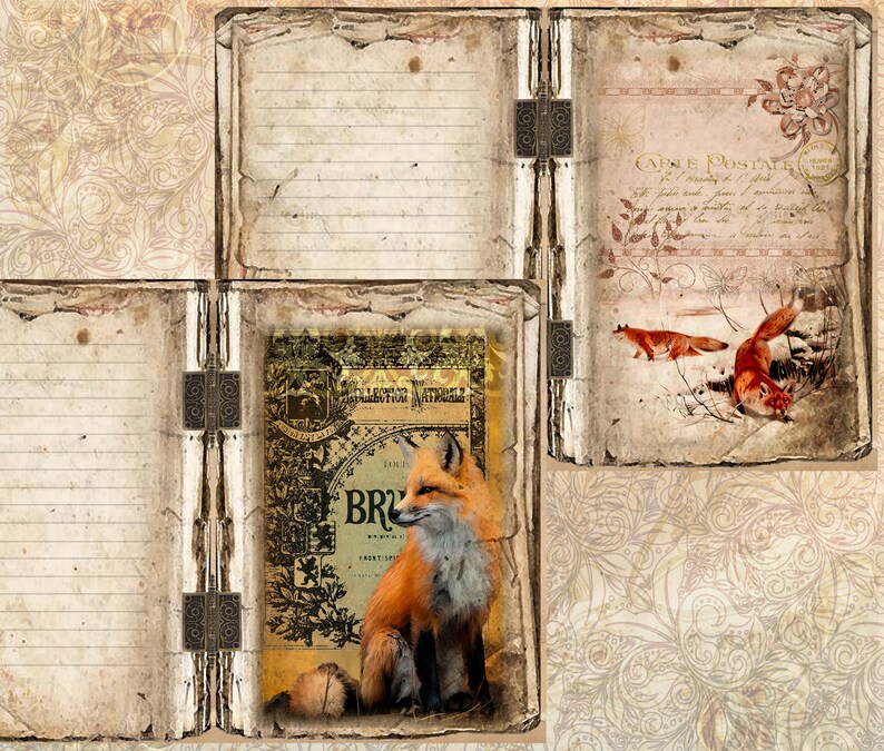 Digital Fox Junk Journal Printable Fox Ephemera Nature Digital Paper ...