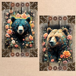 Printable Junk Journal Page Pack Bear Animal Print Digital Crafting ...