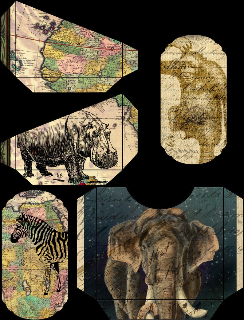 Digital Vintage Safari Animal Ephemera Pack for Junk Journal - Etsy