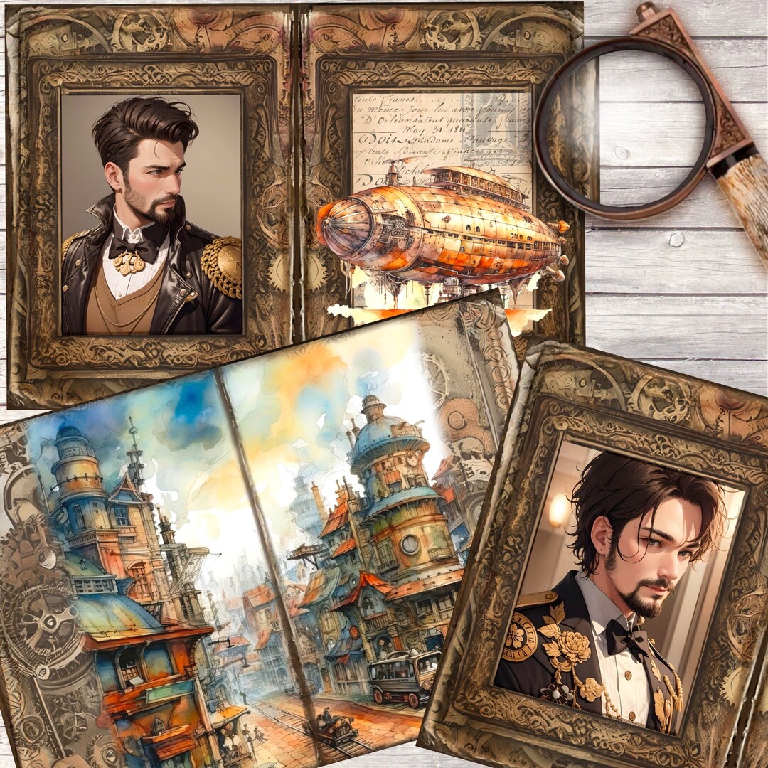 Digital Steampunk Junk Journal Mechanical Era Page Printable Airship ...