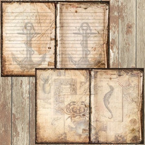 Printable Vintage Nautical Junk Journal Pages| Maritime Paper as ...