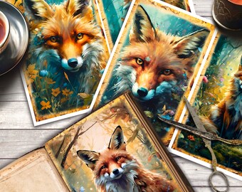 10 Scrapbook Paper Digital Half Page Fox Printable Pages for Junk ...