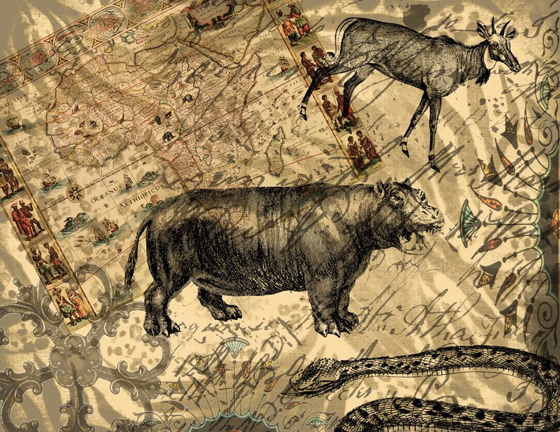 Digital Vintage Safari Animal Ephemera Pack for Junk Journal - Etsy