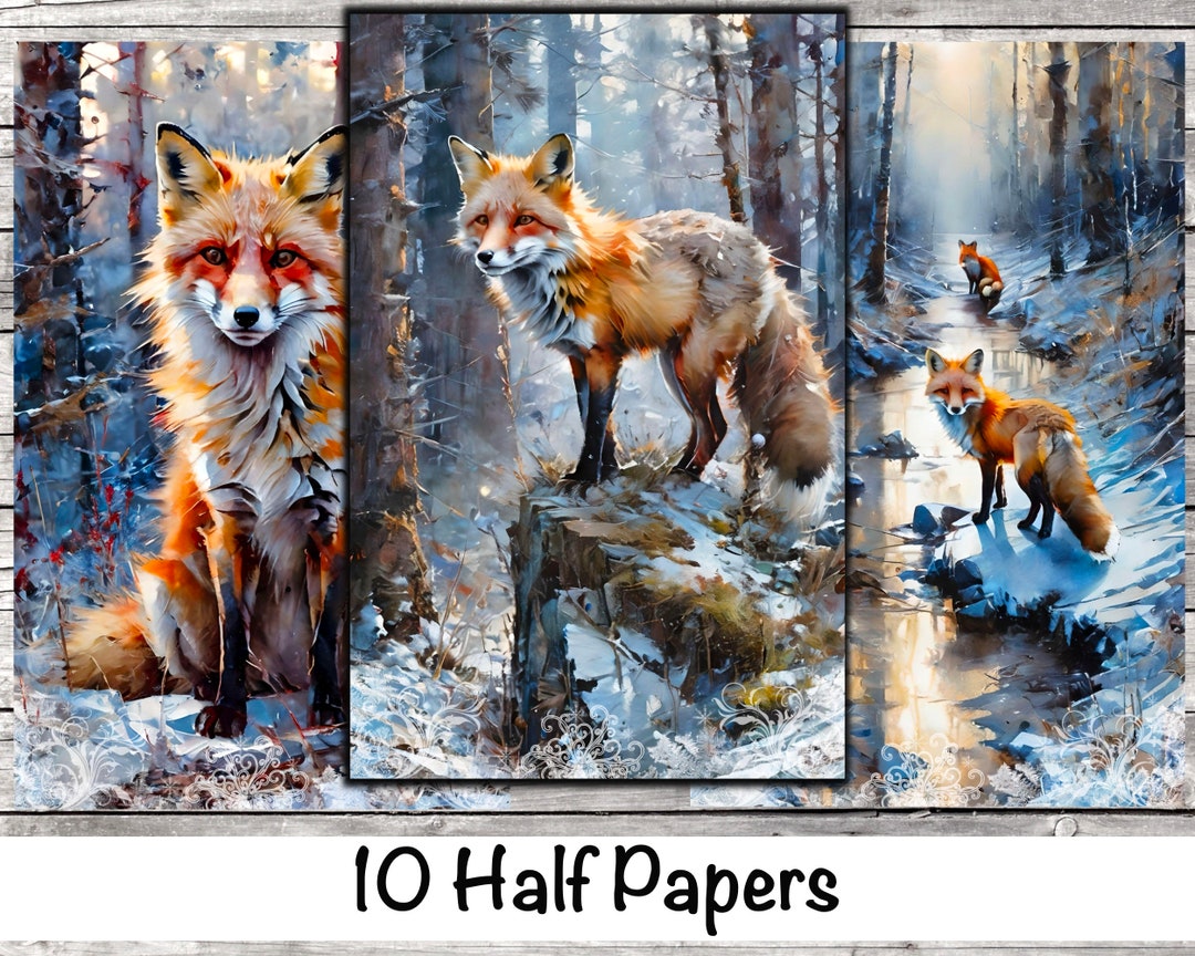 Scrapbook Paper Digital Half Page Fox Printable Pages for Junk Journal ...