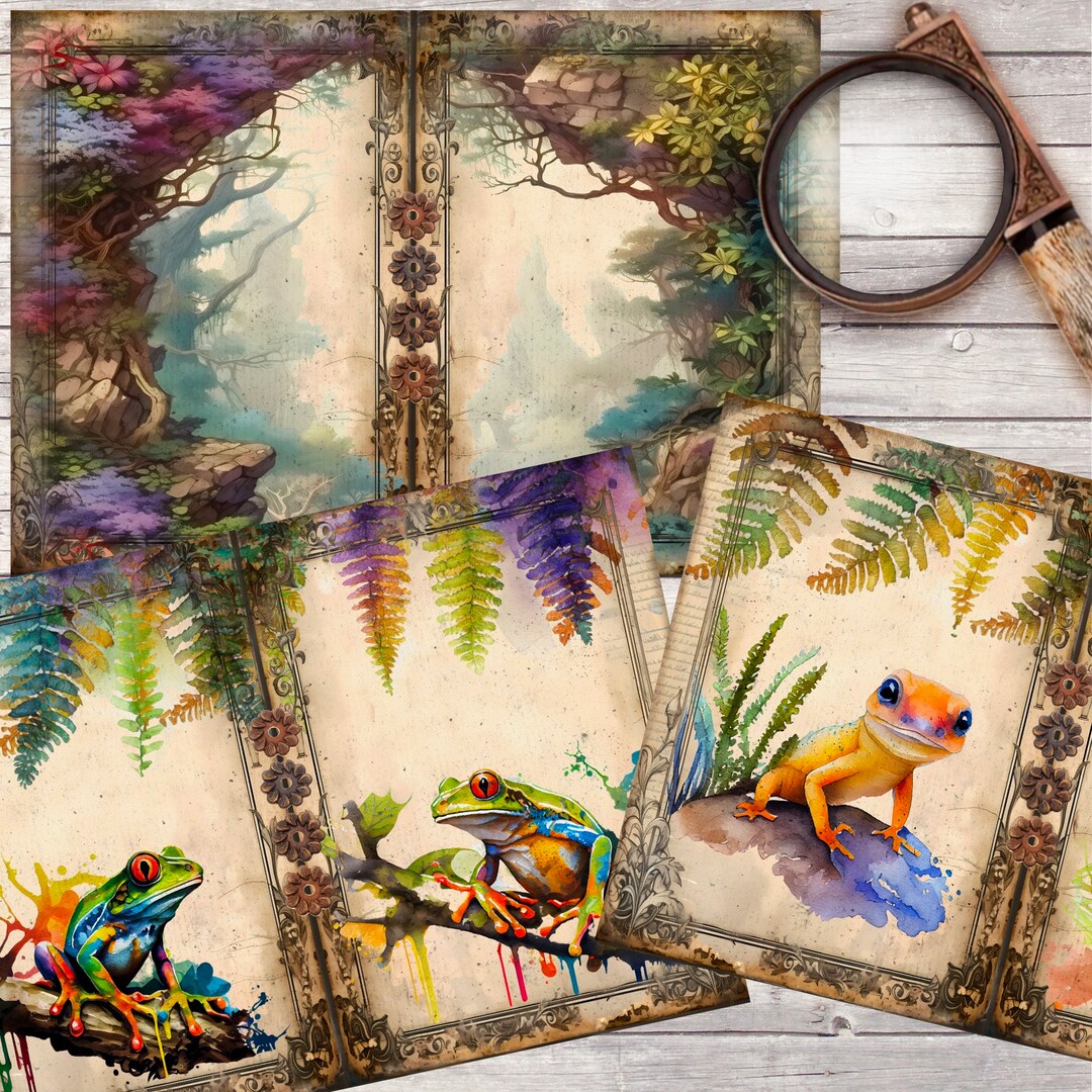 Printable Junk Journal Frog Pages Digital Download Nature Paper for ...