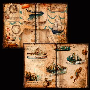 Vintage Pirate Junk Journal Printable Pages Nautical Paper Digital ...