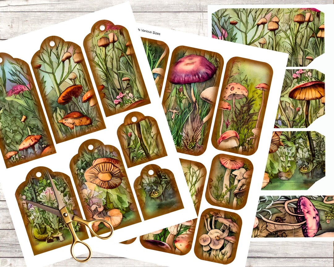 Mushroom Themed Printable Ephemera Pack For Junk Journal Or Scrapbook