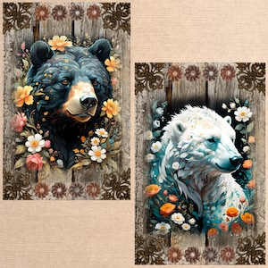 Printable Junk Journal Page Pack Bear Animal Print Digital Crafting ...