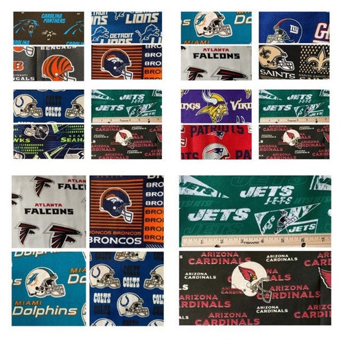 NFL Football Cotton Fabric Pick Your Team Each 1/8 of a Yard - Etsy