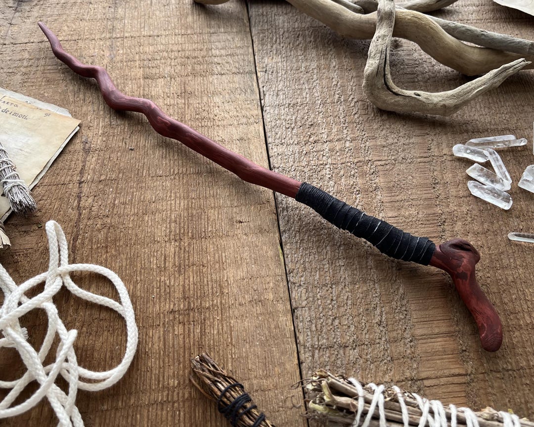 Natural Twisted Wand - Dark Red Magic Handmade Wooden - 14.75 in Wand ...