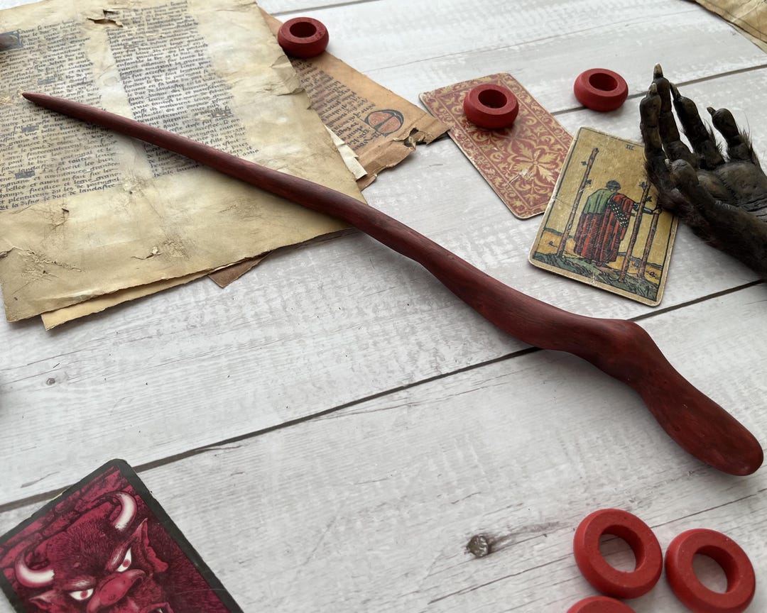 Natural Wand - Dark Red Magic Handmade Wooden - 15 in Wand - Handmade ...