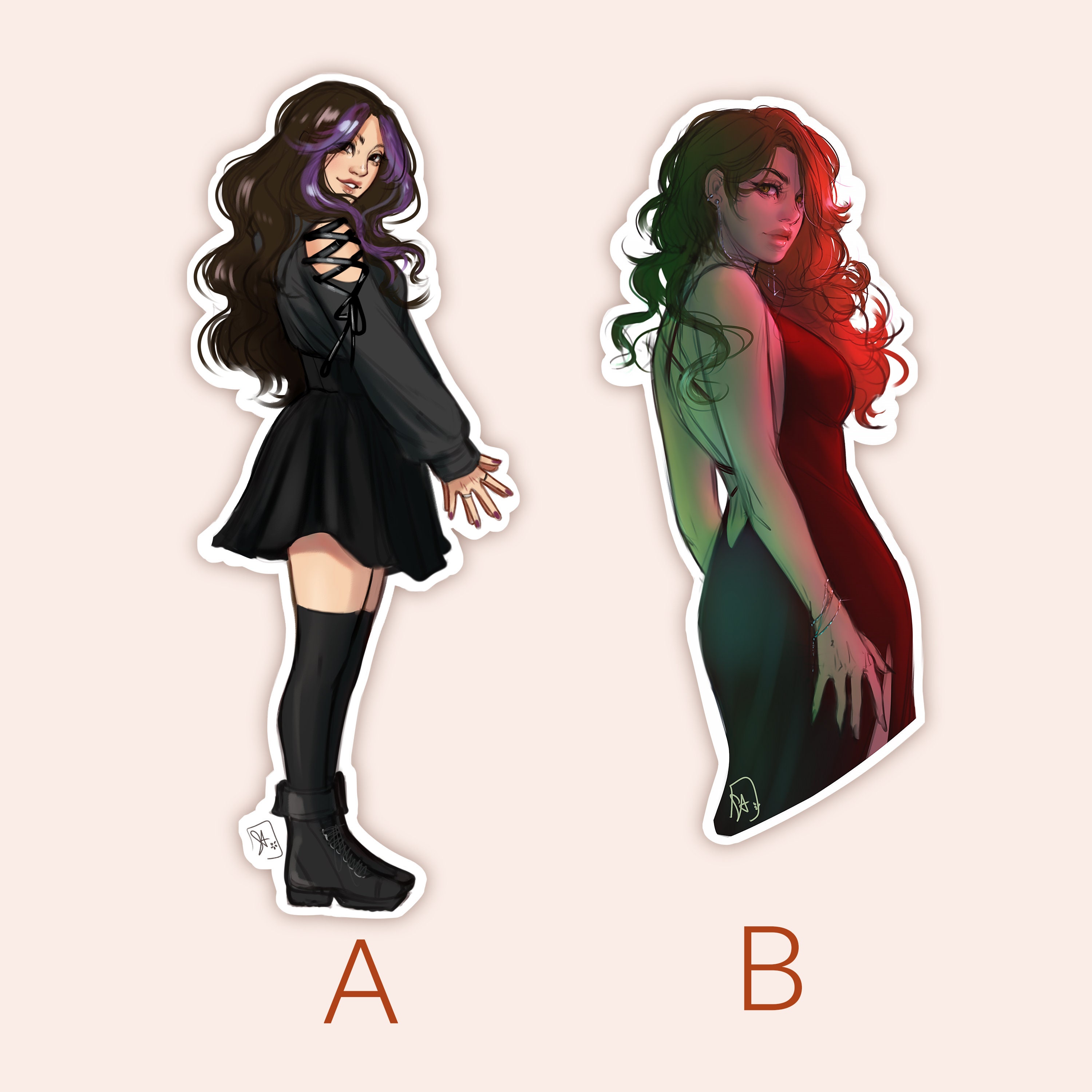 Girls: Original Character Vinyl Stickers - Etsy