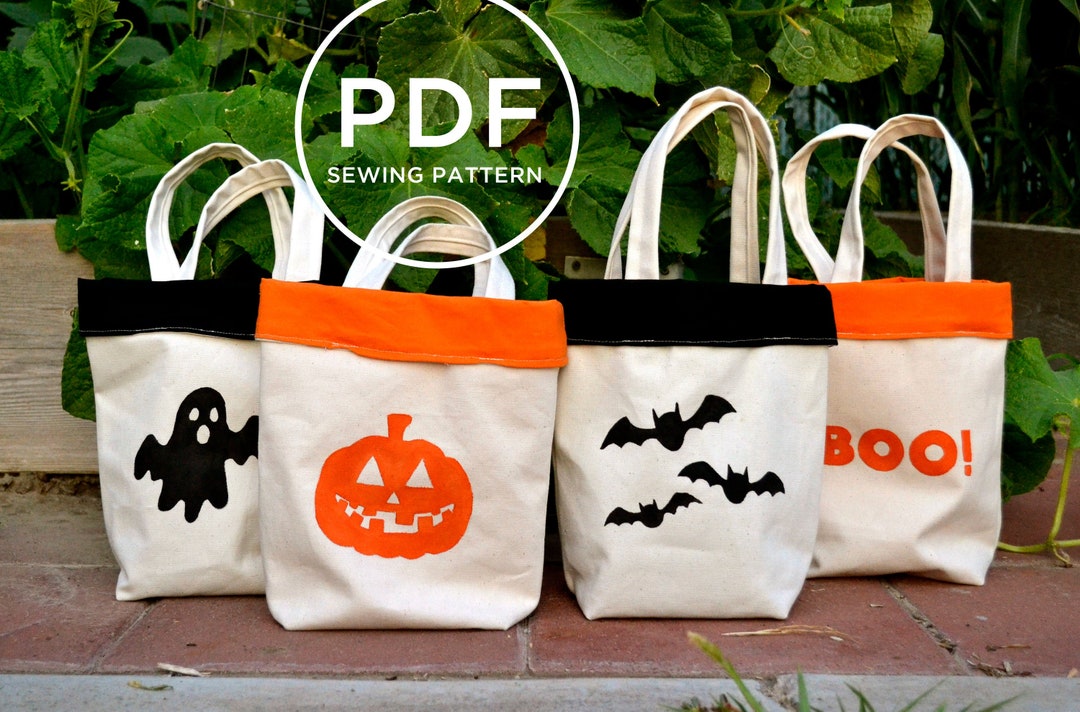 Halloween Bag-- Bag Sewing Pattern-- Halloween Treat Bags-- Candy Bag ...