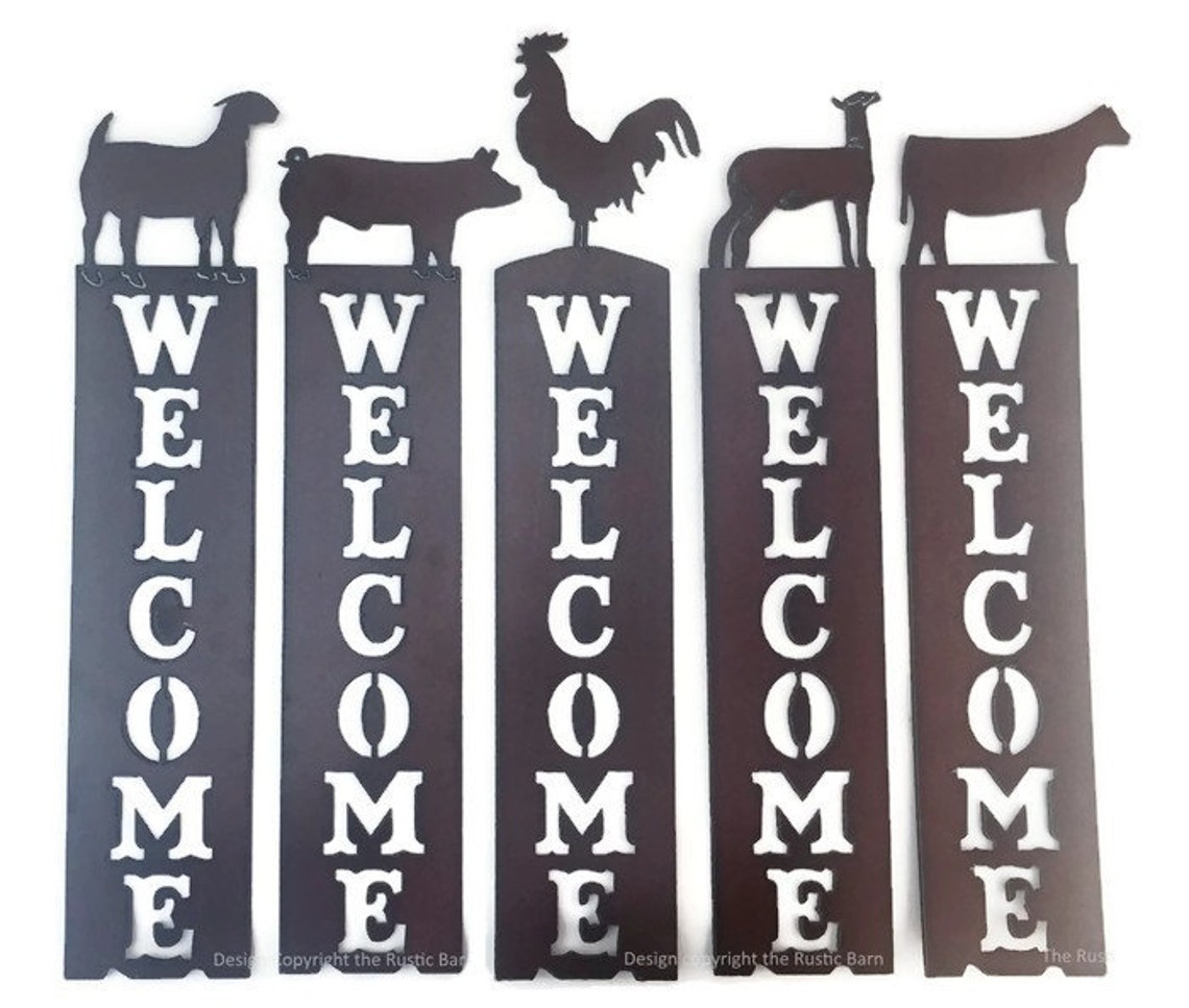 Pig Goat Heifer Lamb Rooster Farm Vertical Welcome Sign Made - Etsy