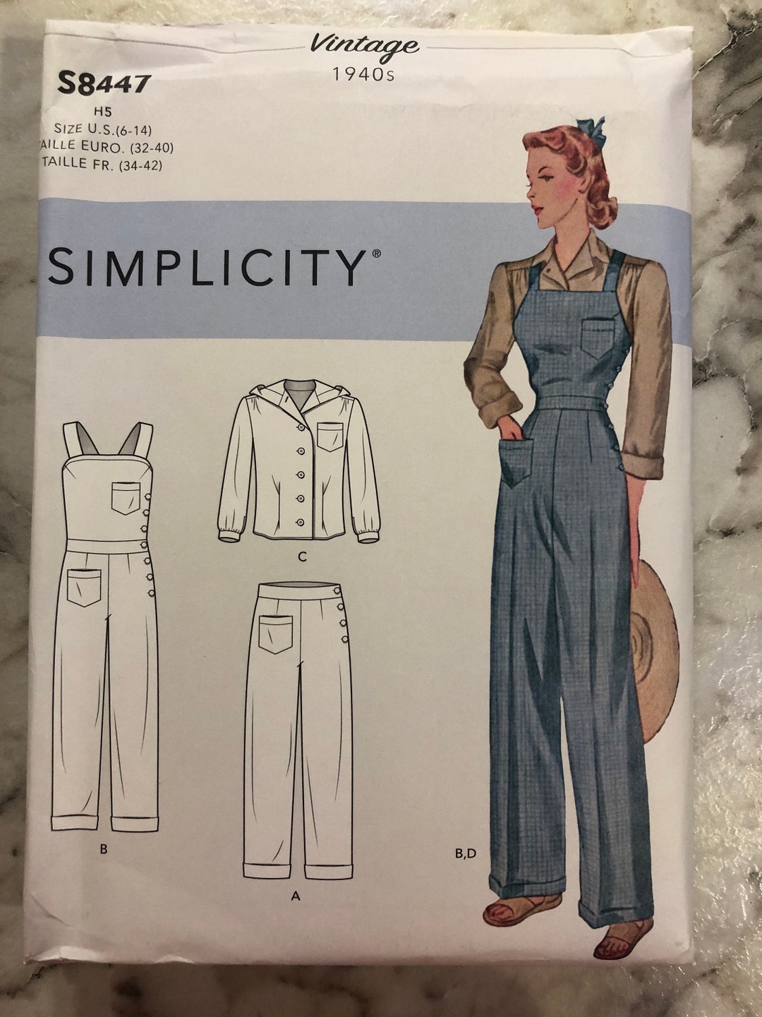S8447 Vintage 1940s Misses Pants, Overalls, and Blouses Rosie the ...