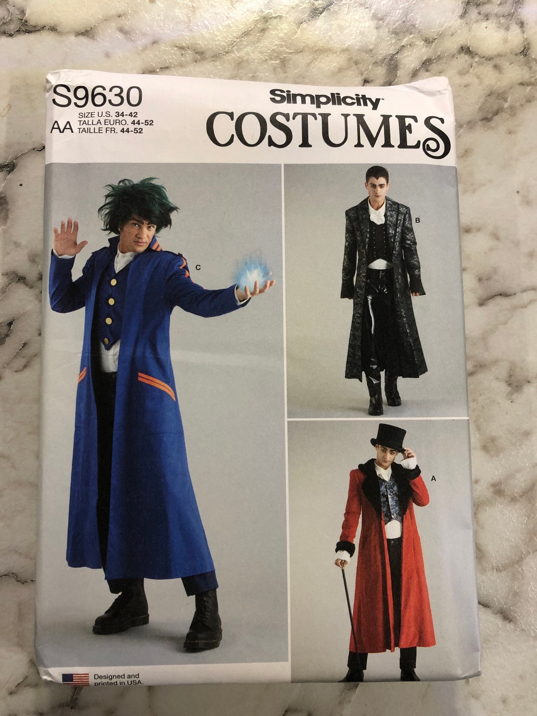 S9630 Mens Costume Coat Wizard Magic Simplicity Pattern Fantasy ...