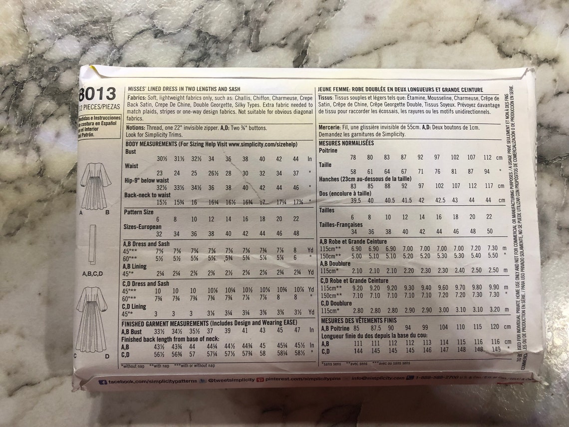 8013 Simplicity 1970s Vintage Pattern Misses Lined Dress in Two Lengths ...