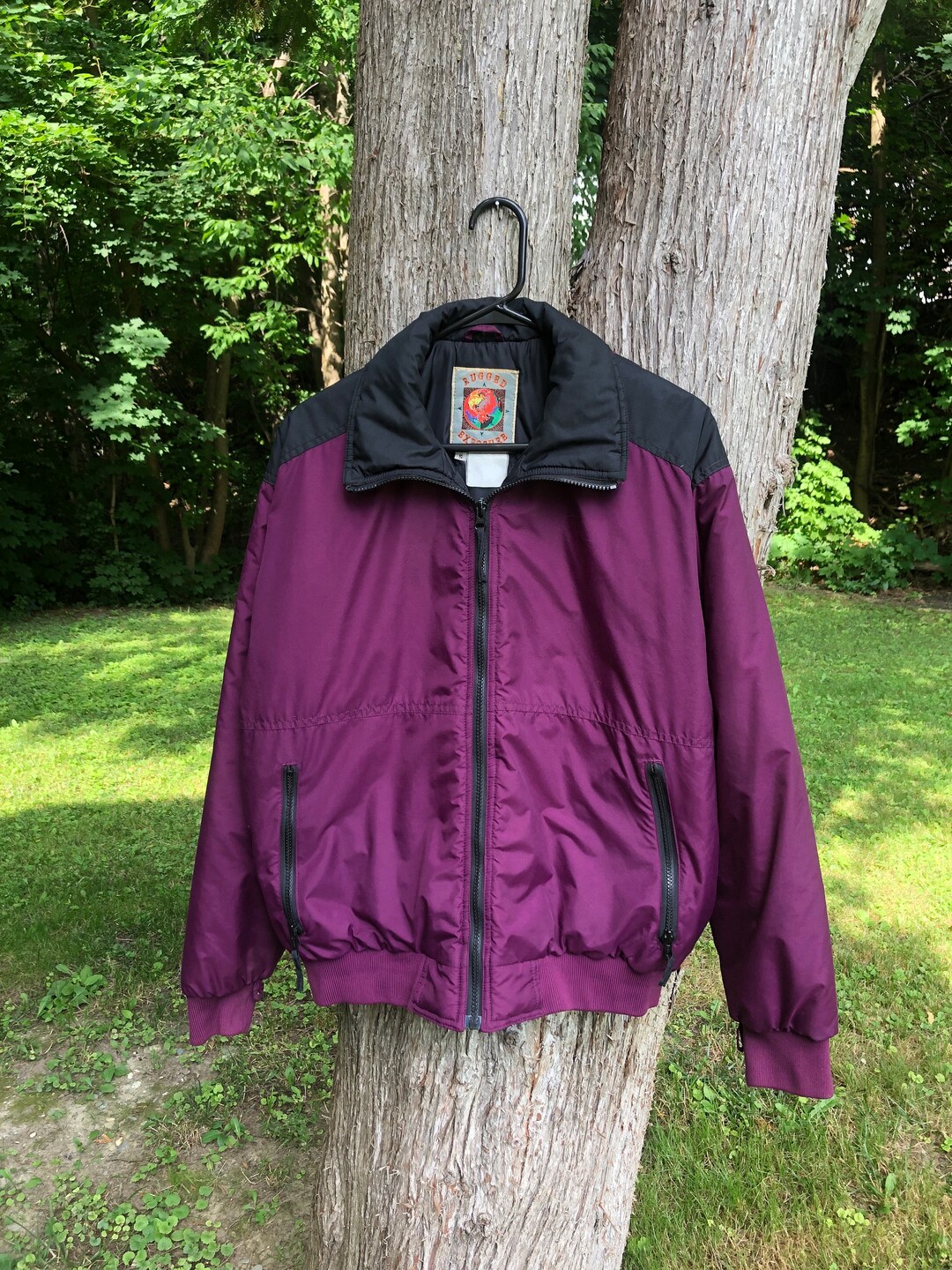 Vintage Retro Rugged Exposure Deep Purple / Maroon Zip up Coat Jacket ...