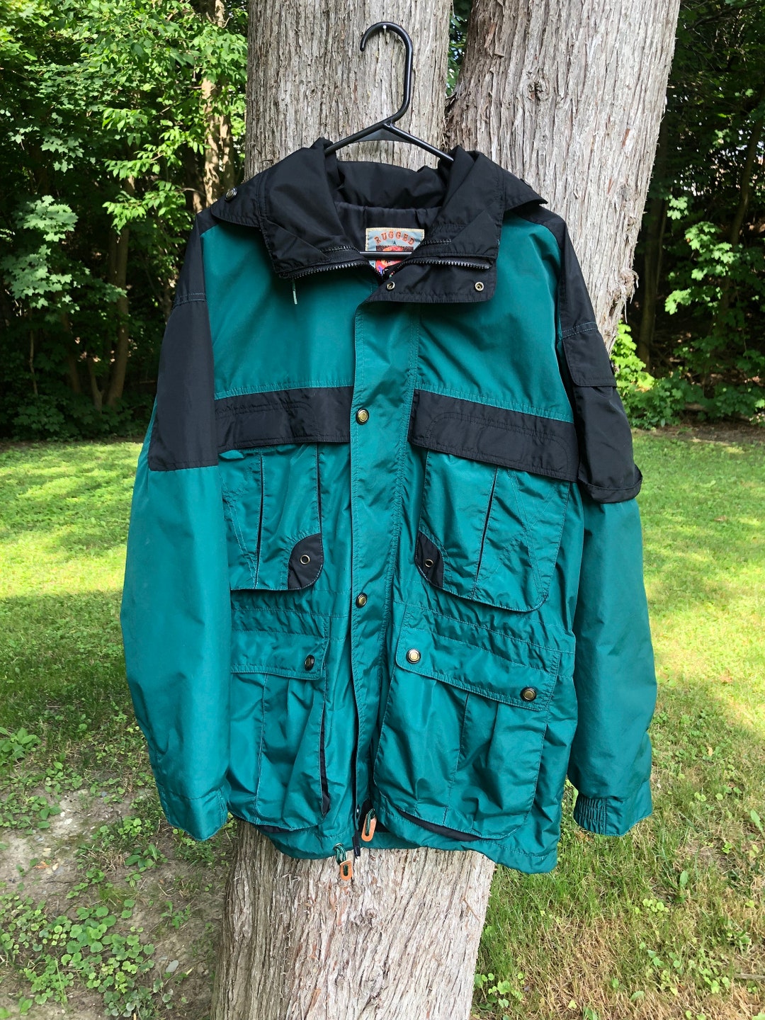 Vintage Retro Rugged Exposure Teal and Black Zip up Coat Jacket - Etsy